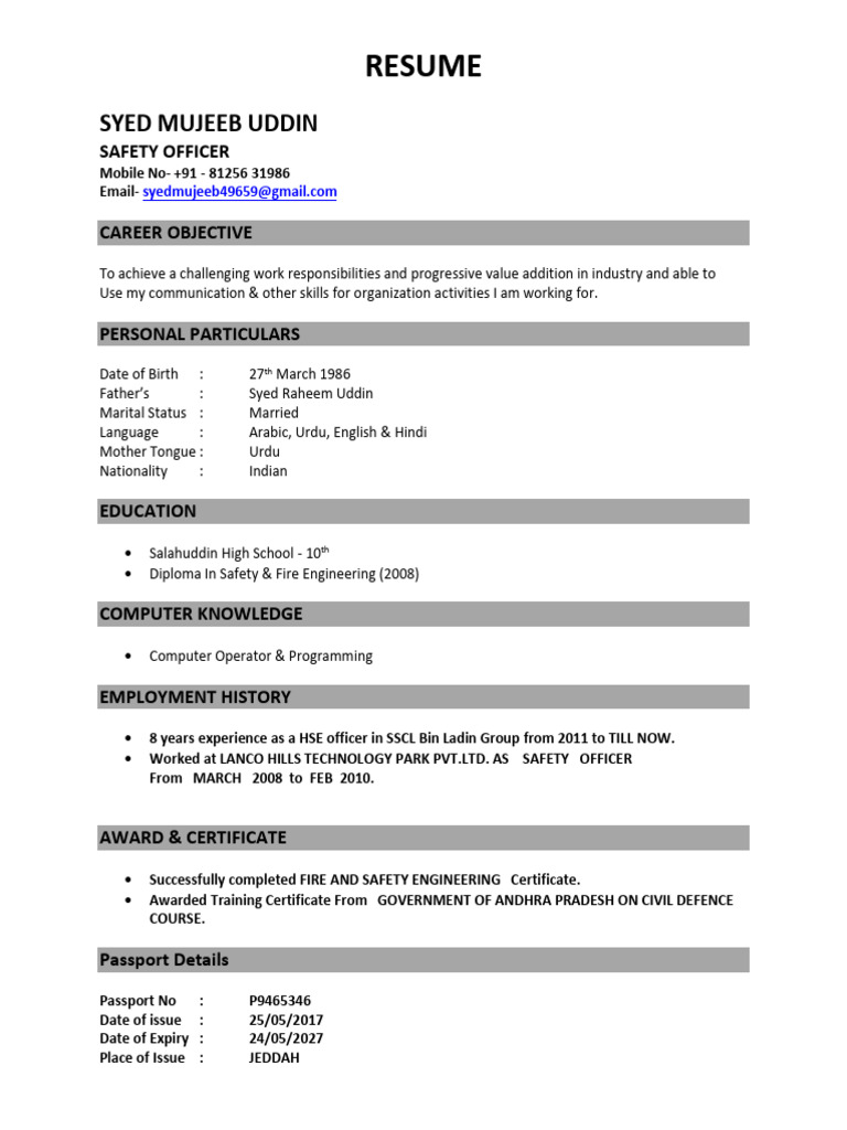 Mujeeb Bhai CV | PDF