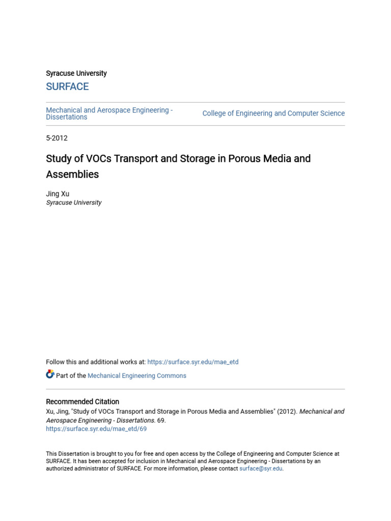 VOCs Transport in Porous Media Study | PDF | Volatile Organic Compound ...