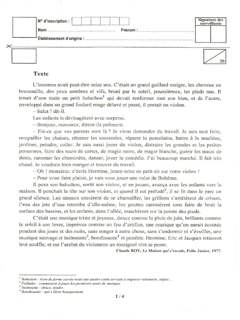 9eme 2015 Epreuve Francais PDF | PDF