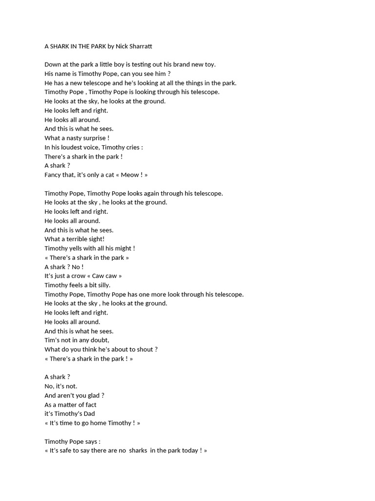 A Shark in The Park by Nick Sharratt | PDF