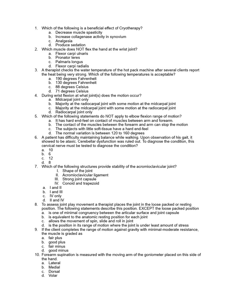 Apk Mock Boards 1 Questionnaire | PDF | Knee | Anatomical Terms Of Motion