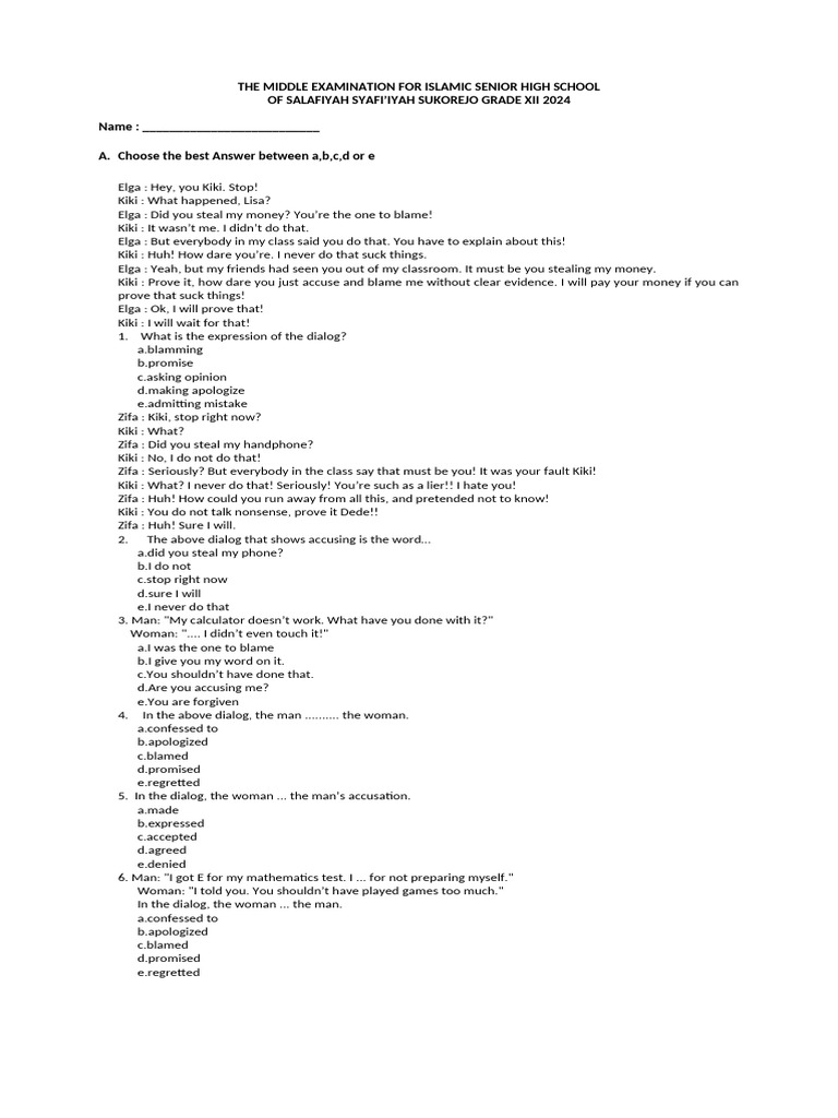 Soal Kelas 3 MA Semester Ganjil 2024 Sekolah | PDF | Recycling | Paper