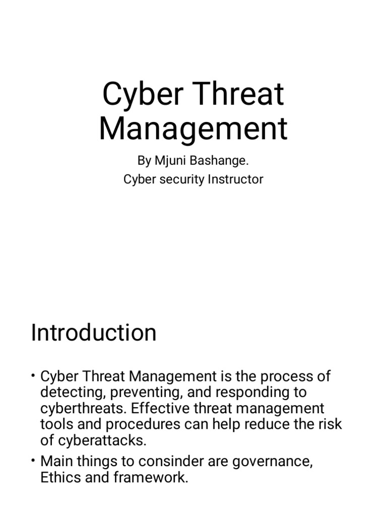 Module1 - Cyber Threat Management | PDF | Computer Security | Security