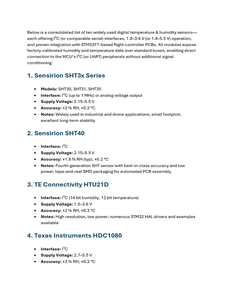 Digital Temperature and Humidity Sensors | PDF | Sensor | Electronic ...