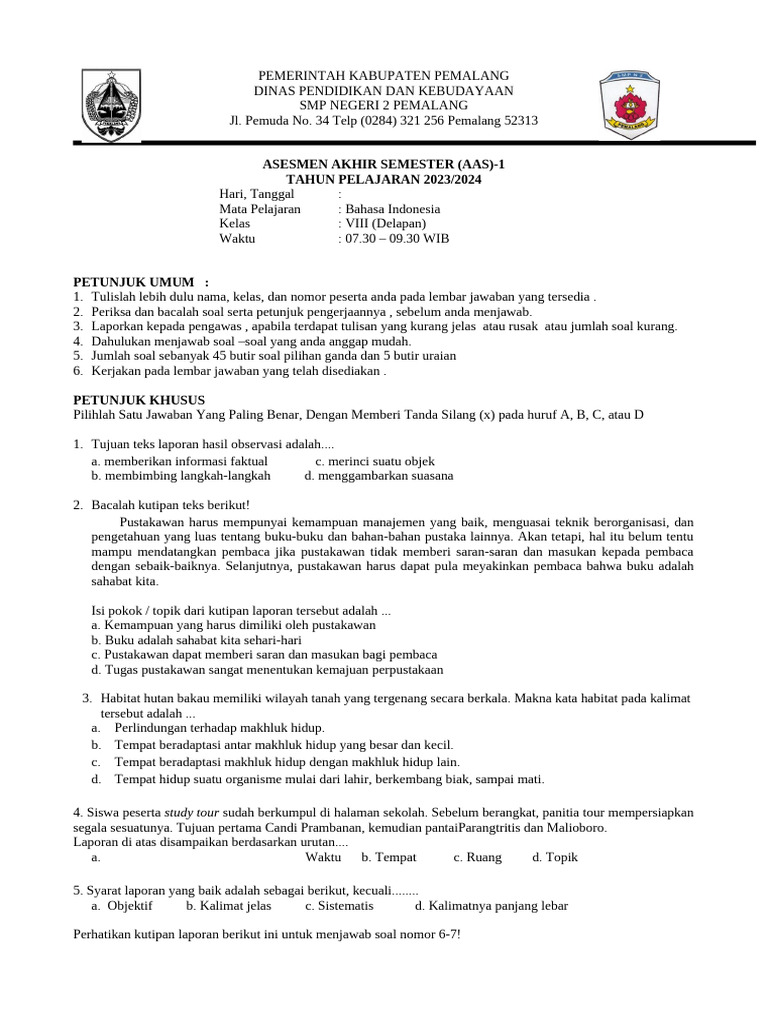 SOAL AAS Kelas 8 | PDF