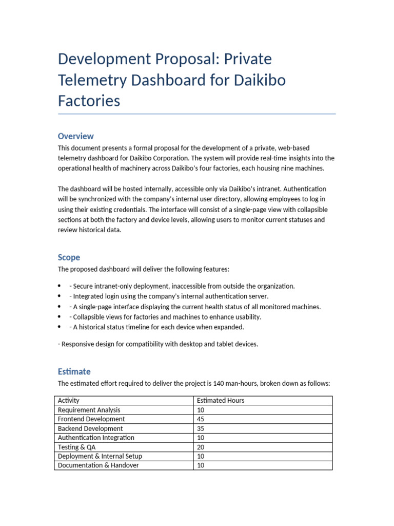 Daikibo Dashboard Proposal | PDF | Computing | Software