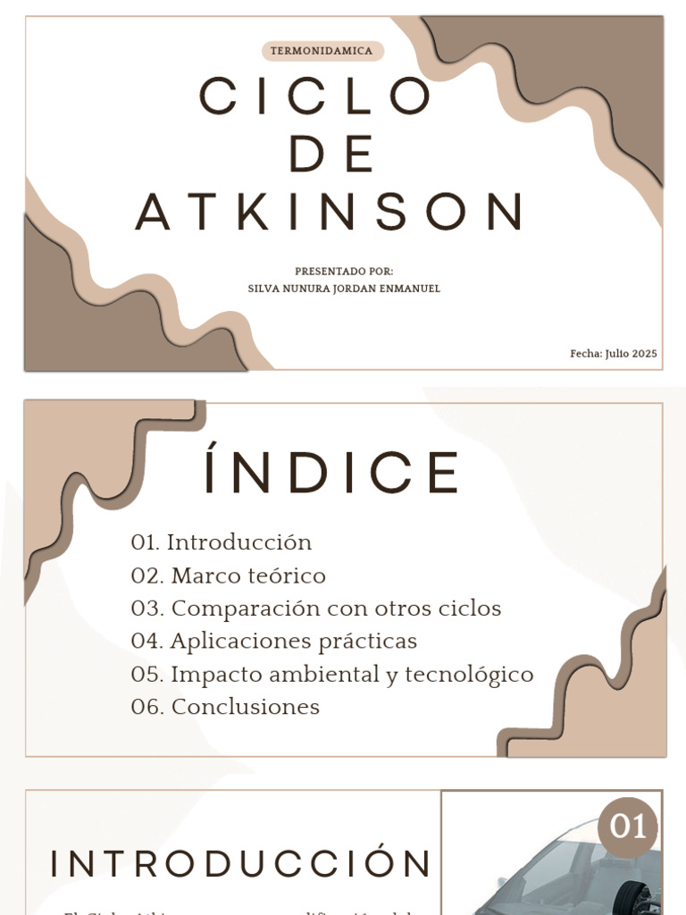 Presentacion Del Ciclo de Atkinson | PDF | Vehículo Híbrido Eléctrico | Motores
