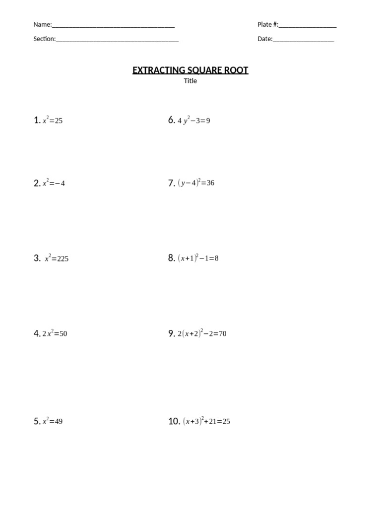 Quadratic Equation by Extract Square Root | PDF