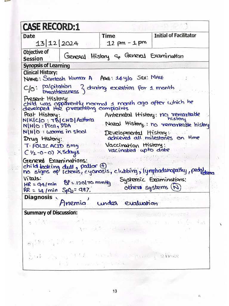 Case Record Pediatric Logbook | PDF