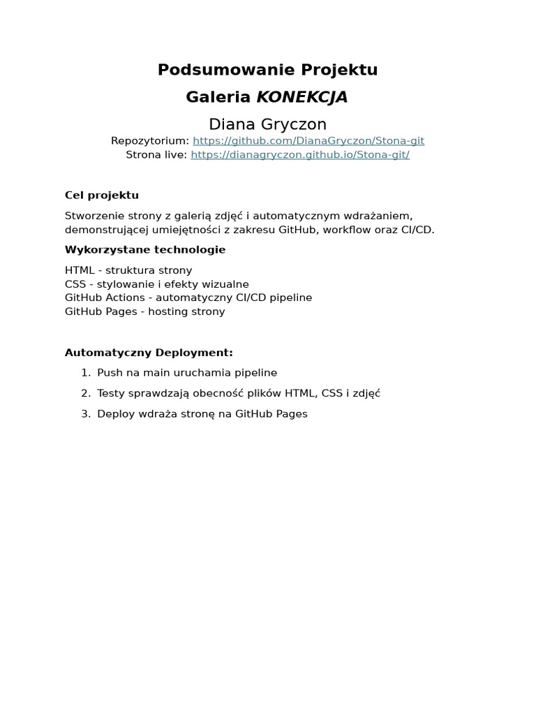 Podsumowanie Projektu | PDF