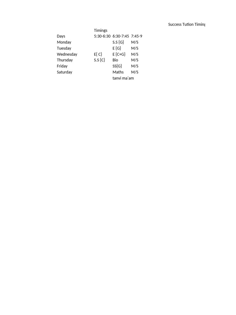 Tution Schedule | PDF