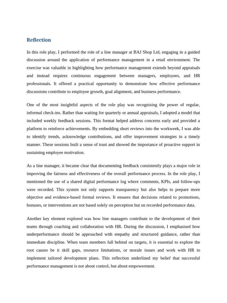 HRM Reflection 5 by Ayesha | PDF | Performance Appraisal | Business