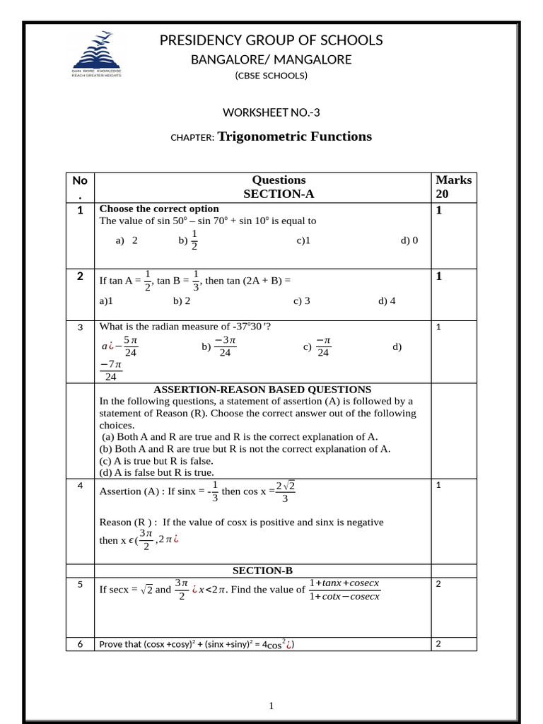 Chapter-3, Trigonometric Functions | PDF | Trigonometric Functions | Geometry