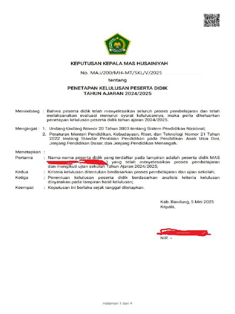 SK Kelulusan HS (1) - Sample | PDF