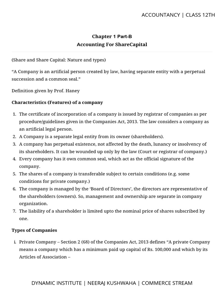 Accounting For Share Capital | PDF | Preferred Stock | Dividend