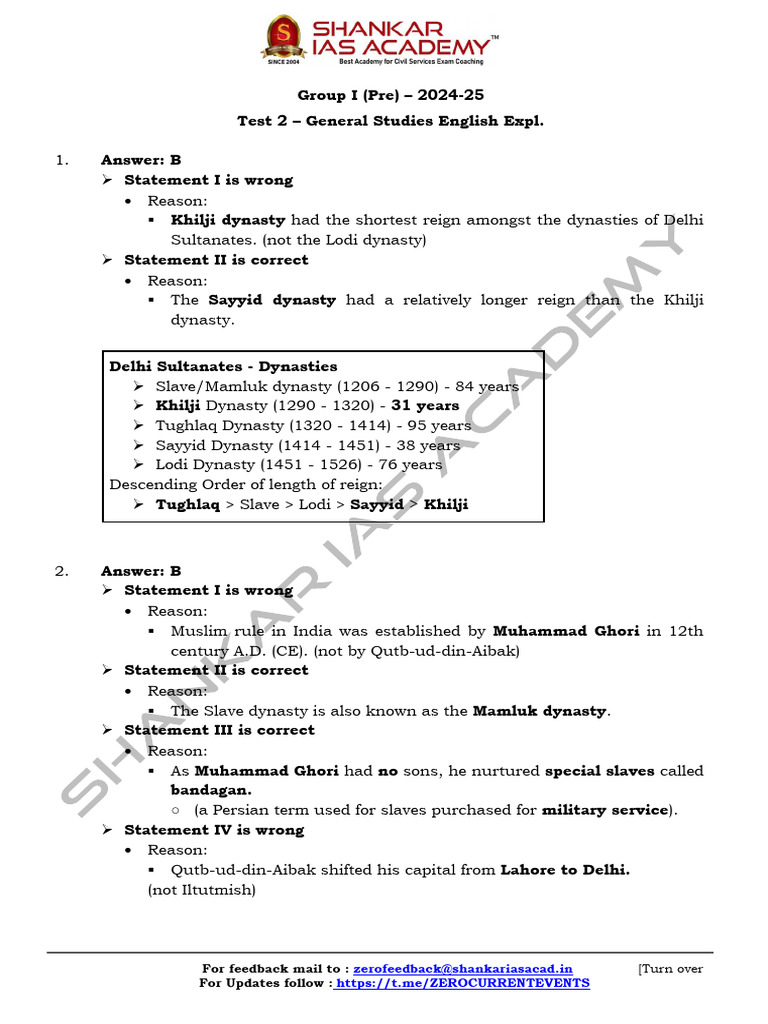 Delhi Sultanates: Dynasties Overview | PDF