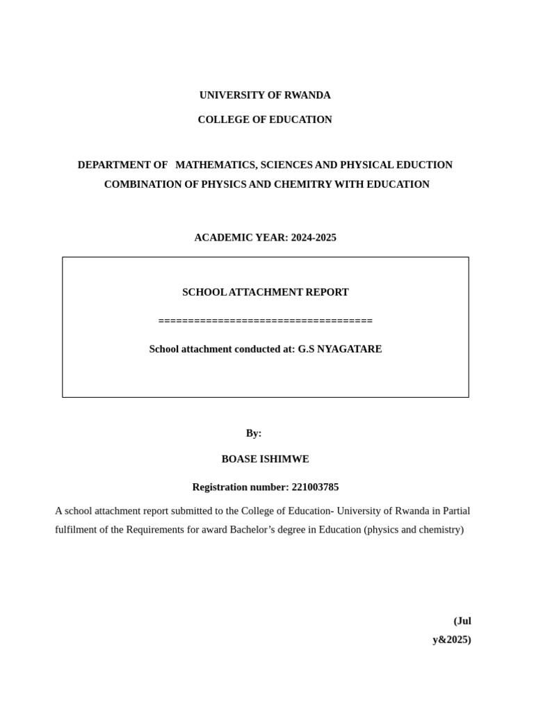 School Attachment Report 2024-2025 | PDF | Teachers | Learning
