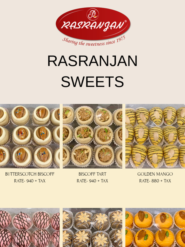 Rasranjan Sweets Menu and Prices | PDF
