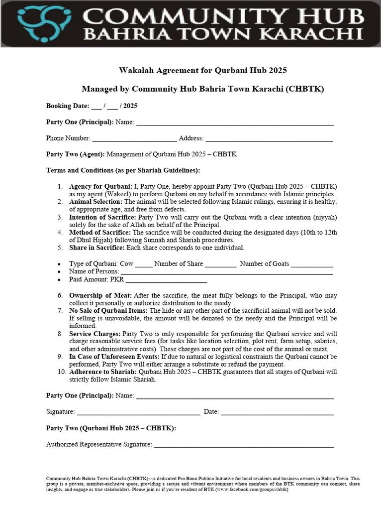 Wakalah Agreement & Instructions For Customers | PDF | Sacrifice | Meat