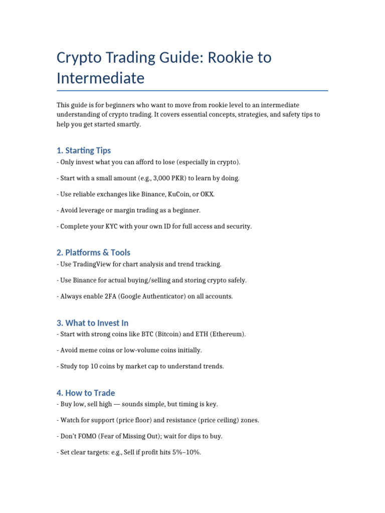 Rookie To Intermediate Trading Guide | PDF
