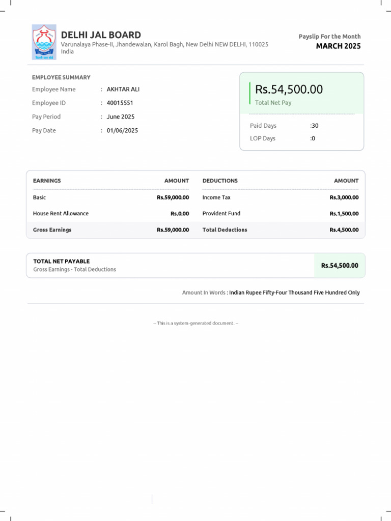 March Salary Slip 2025 | PDF