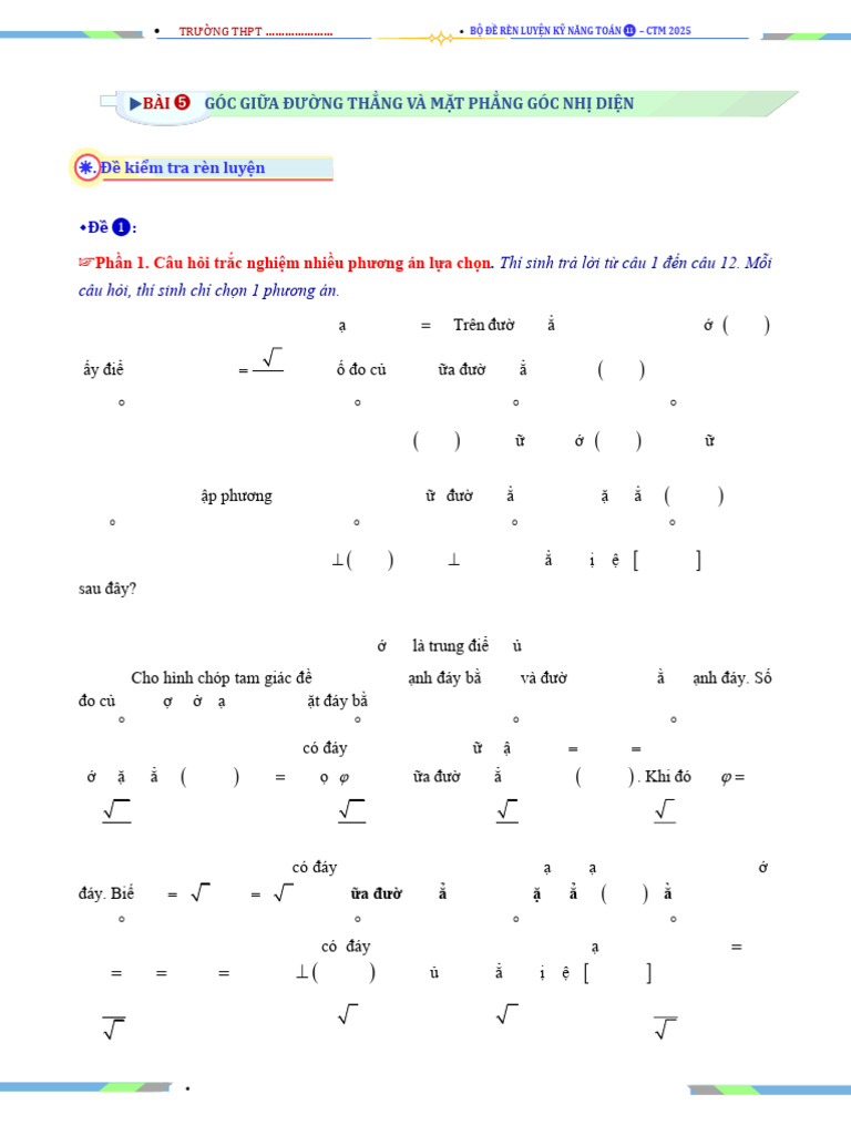 C8-B5-Goc Giua Duong Thang Va Mat Phang - Goc Nhi Dien - Hs | PDF