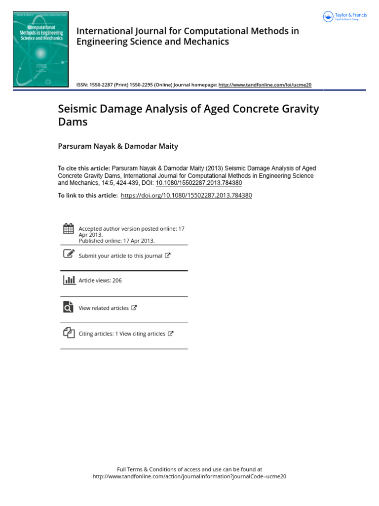 2013-Seismic Damage Analysis of Aged Concrete Gravity Dams | PDF | Fracture | Elasticity (Physics)