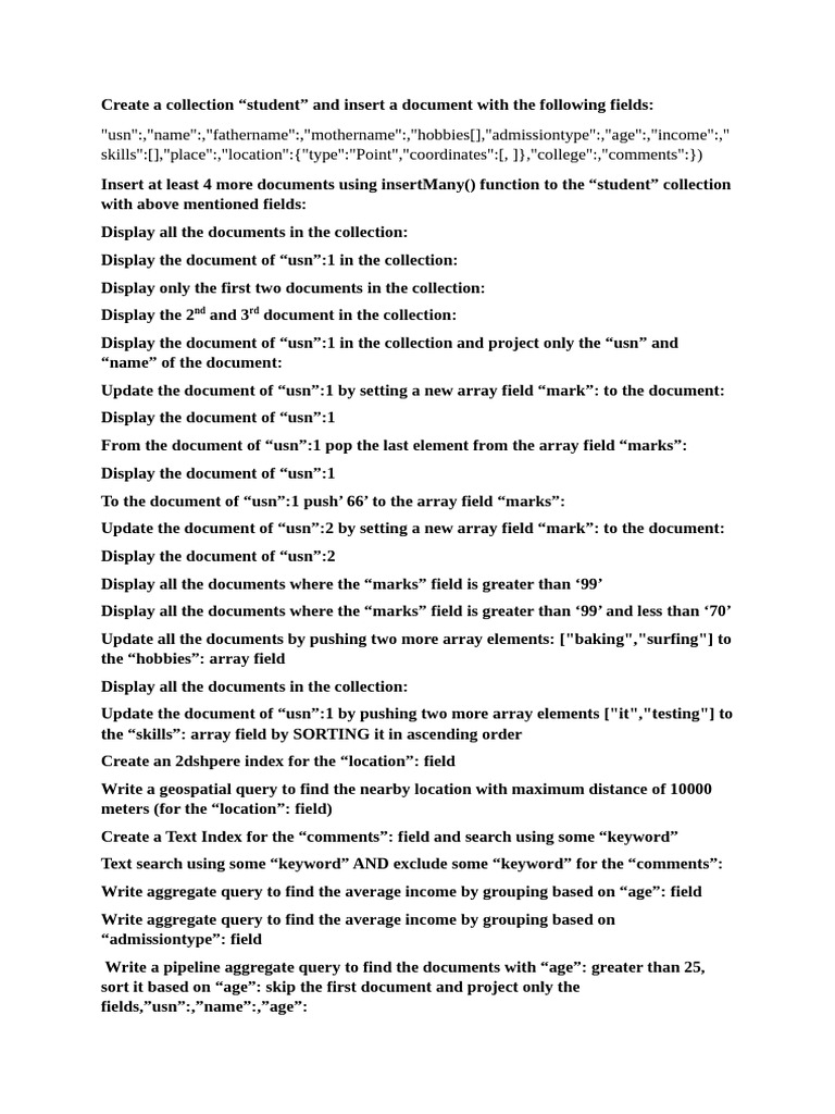 MongoDB Question | PDF