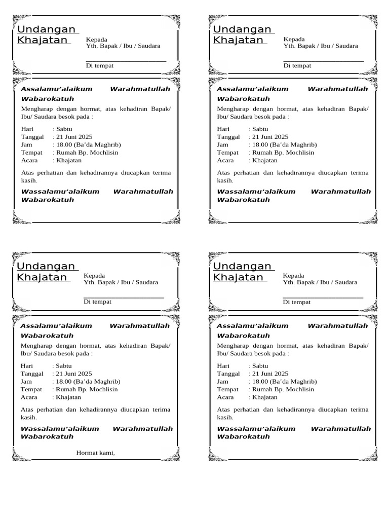 Undangan Ruwahan Jadi 4 | PDF