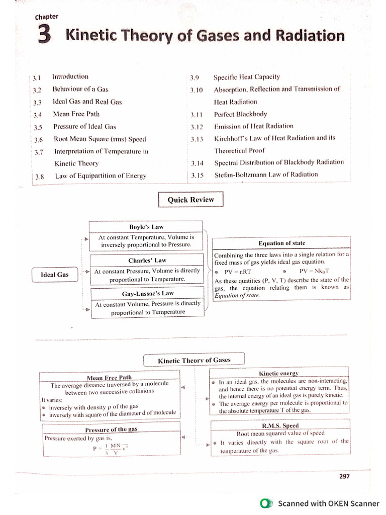 Kinetic Theory of Gases and Radiation MHT CET Notes | PDF