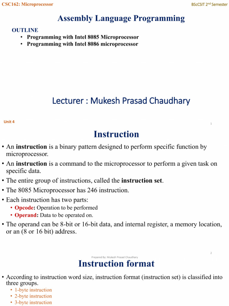 Unit 4 Assembly Language Programming | PDF