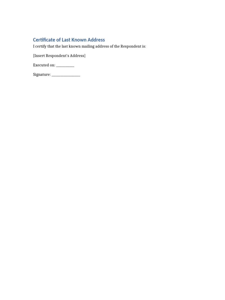 Certificate of Last Known Address | PDF