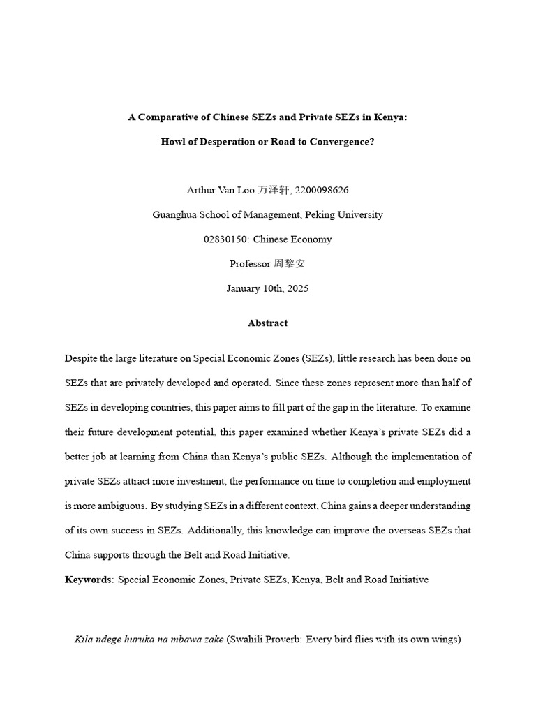 Individual Paper - Arthur Van Loo - 2200098626 | PDF | Kenya | China
