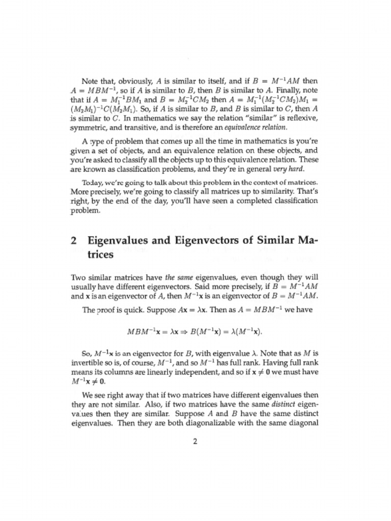 Eigenvalues of Similar Matrices Explained | PDF | Eigenvalues And ...