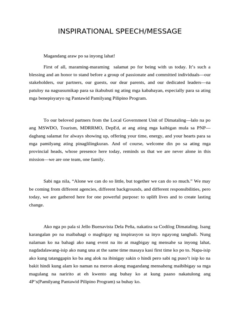 Inspirational Speech | PDF