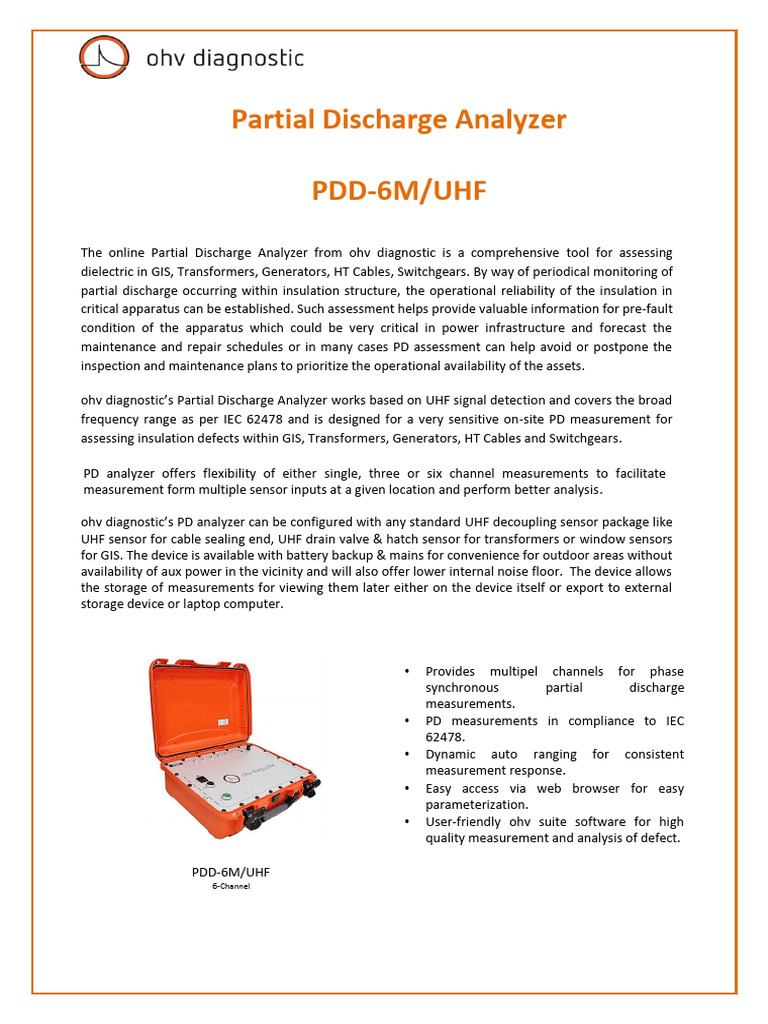 OHV Diagnostic Partial Discharge Analyzer | PDF | Information And ...