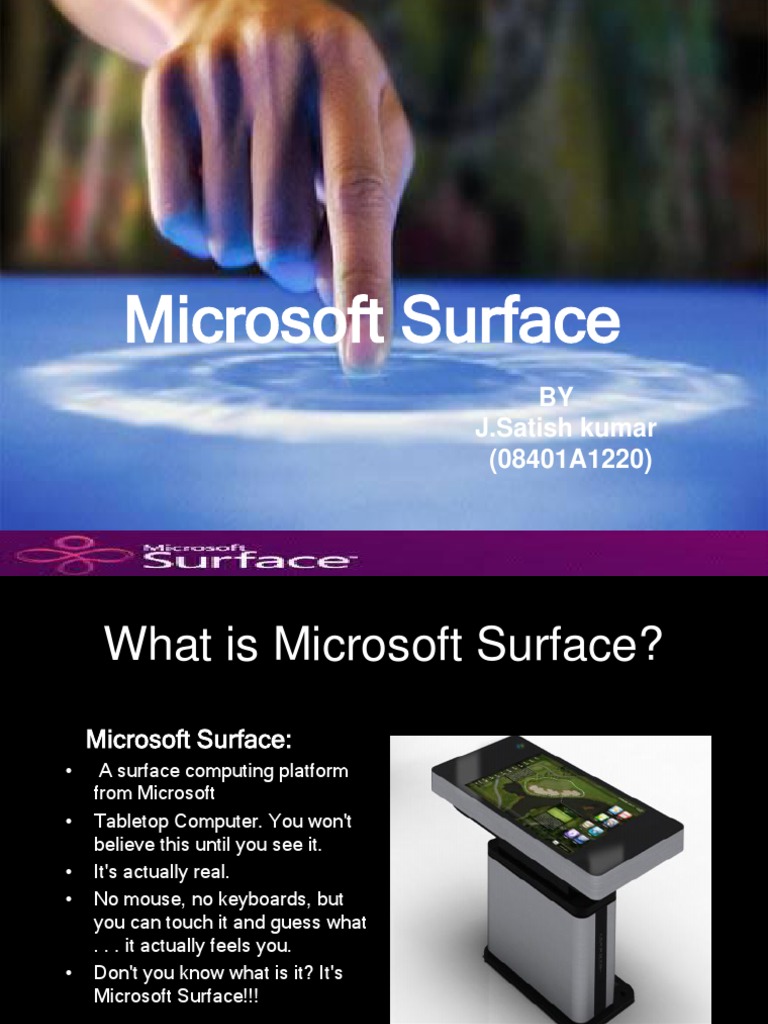 Microsoft Surface: A Tabletop Computer Platform | PDF | Computer ...