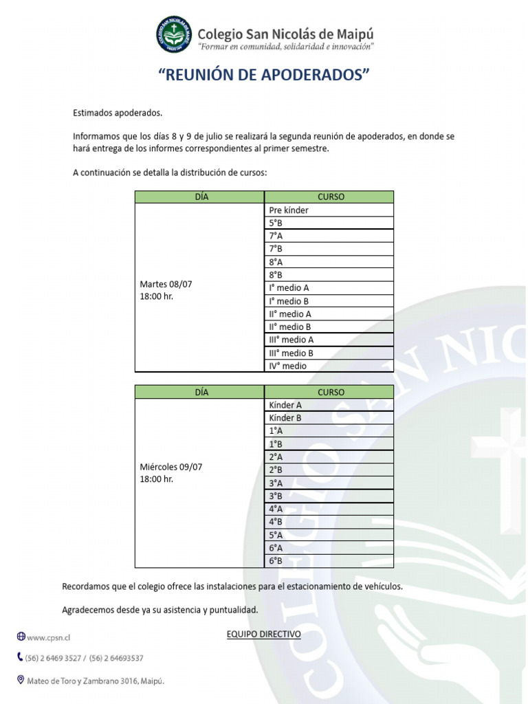 Comunicado Reunión de Apoderados-1 | PDF