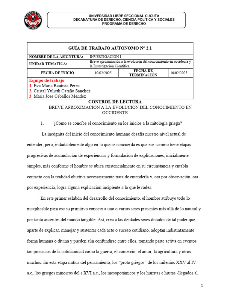 Guía 2 INV | PDF | Immanuel Kant | Conocimiento