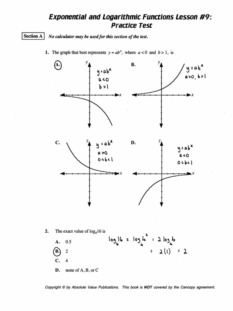 02 Exponentials and Logarithms Solutions | PDF | Exponential Function | Complex Analysis