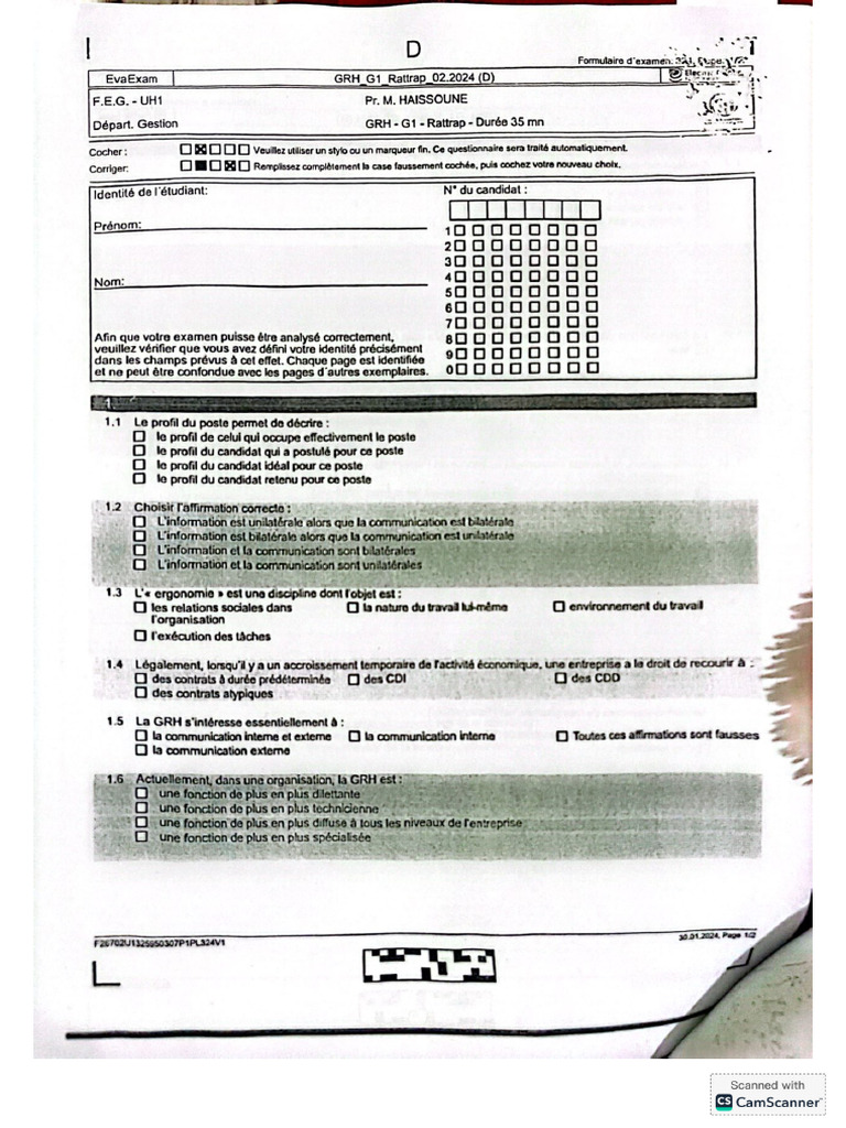 GRH HAISSOUN Grp1 Previous Exams | PDF