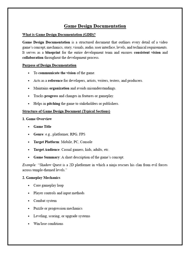 Game Design Document Overview | PDF