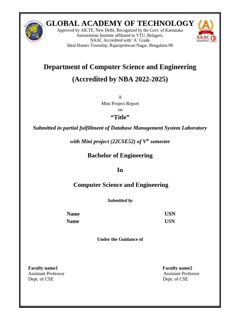 DBMS Miniproject Template | PDF | Computing | Data Management