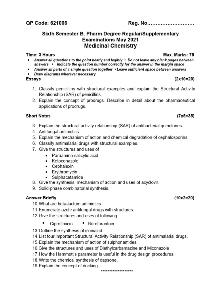 Medicinal Chemistry III - Kerala University of Health Sciences KUHS ...