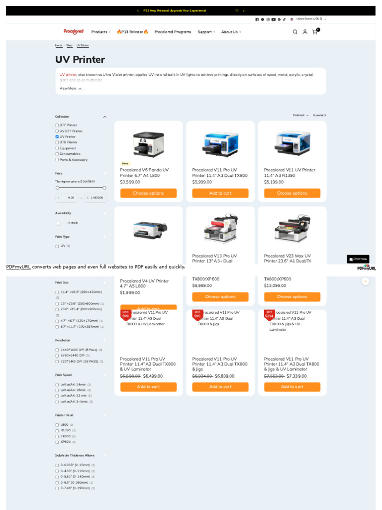WWW Procolored Com Collections Uv-Printer | PDF | Printer (Computing) | Ultraviolet
