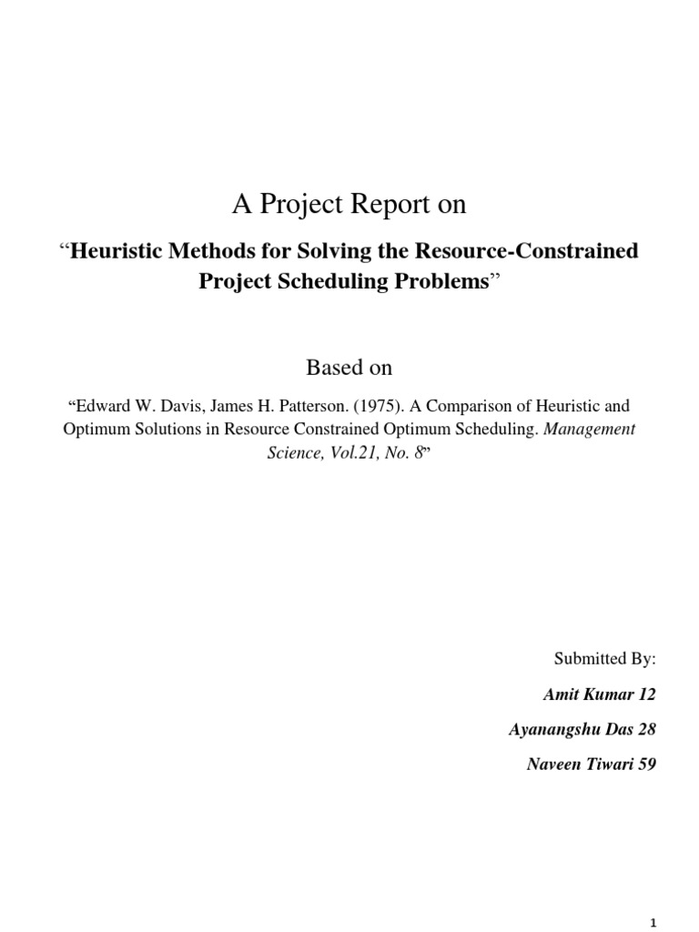 Project Management Heuristics For Solving RCPSP | PDF | Scheduling ... Project Management Heuristics For Solving RCPSP | PDF | Scheduling ...