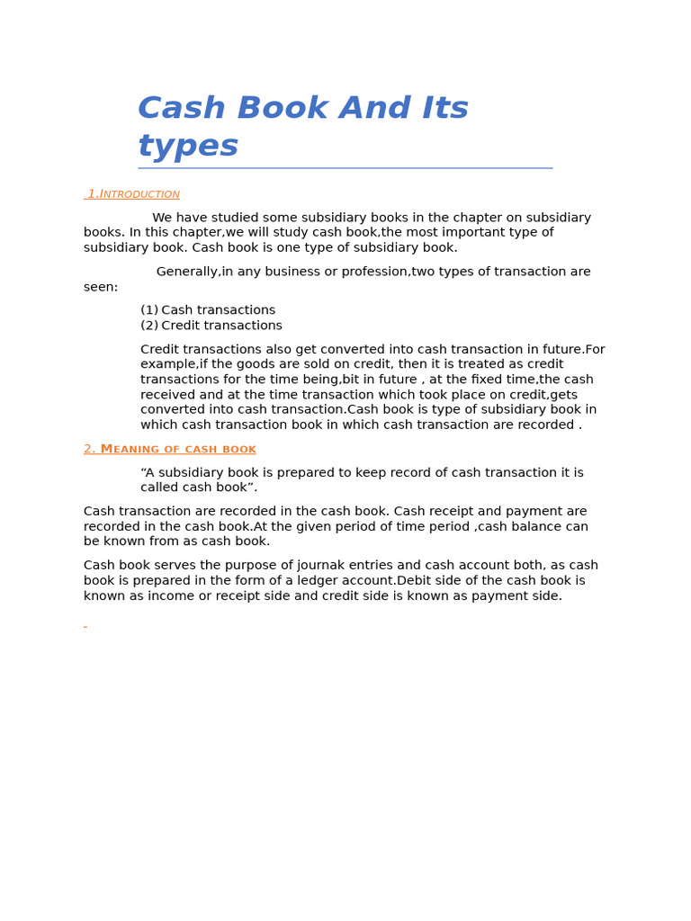 Cash Book and Its Types | PDF