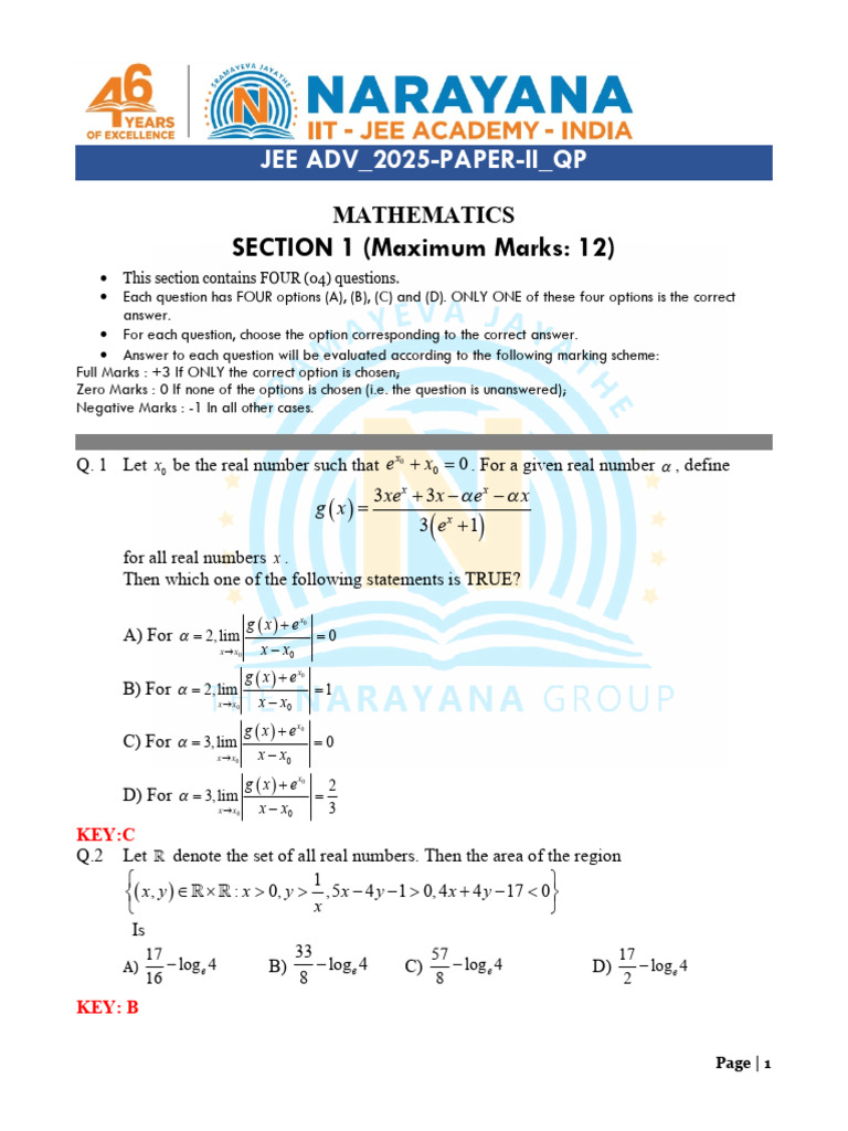 Jee Adv 2025-Paper-II Qp&Key | PDF | Electron | Atoms