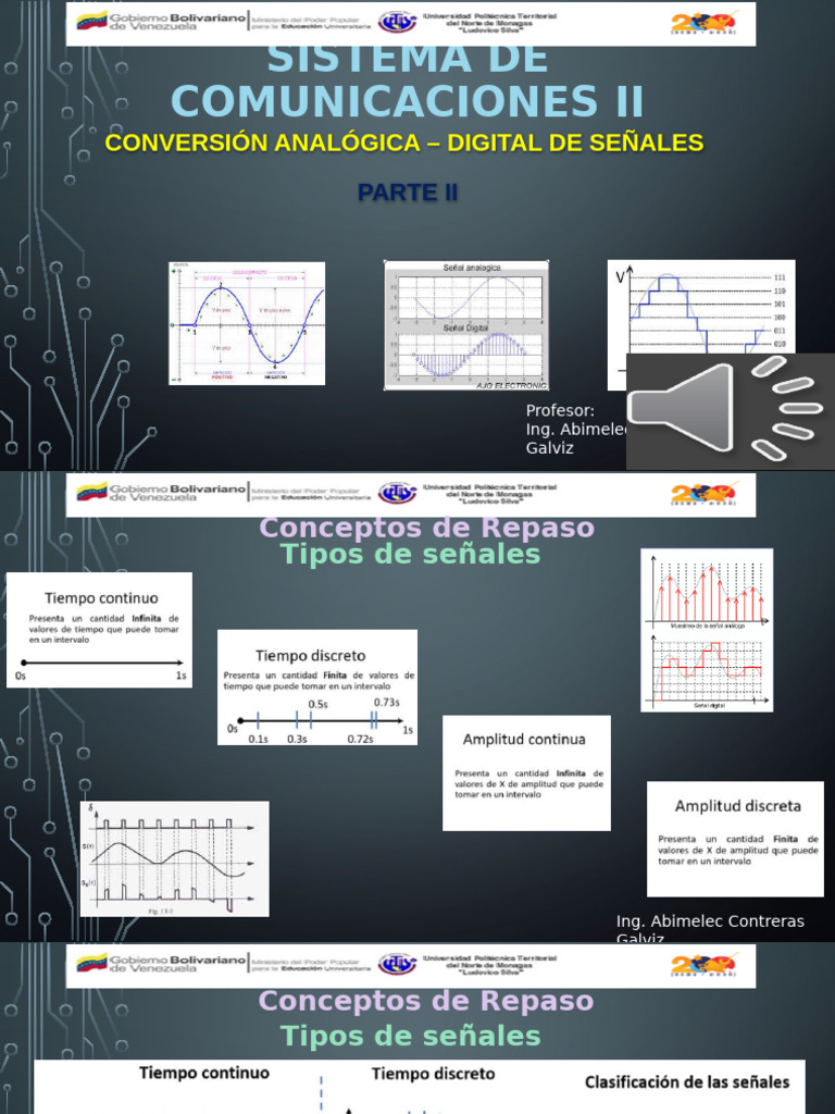 SCII T1 Clase1 Parte2 Conversión Analógica - Digital de Señales | PDF | Muestreo (procesamiento ...