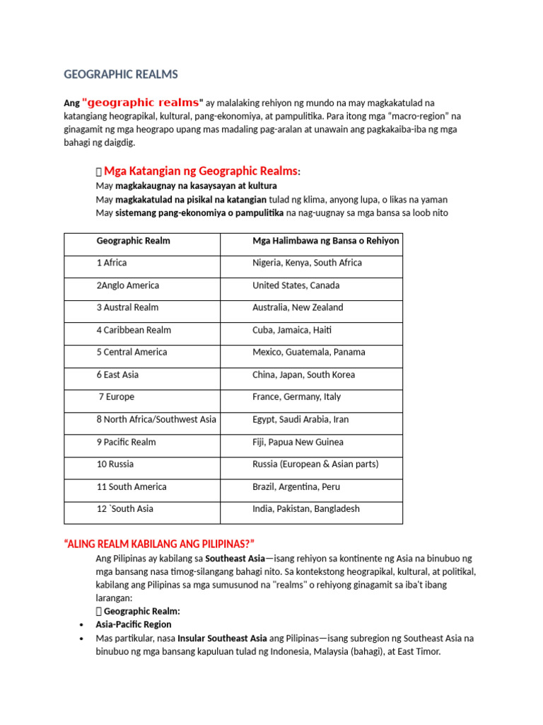Geographic Realms | PDF